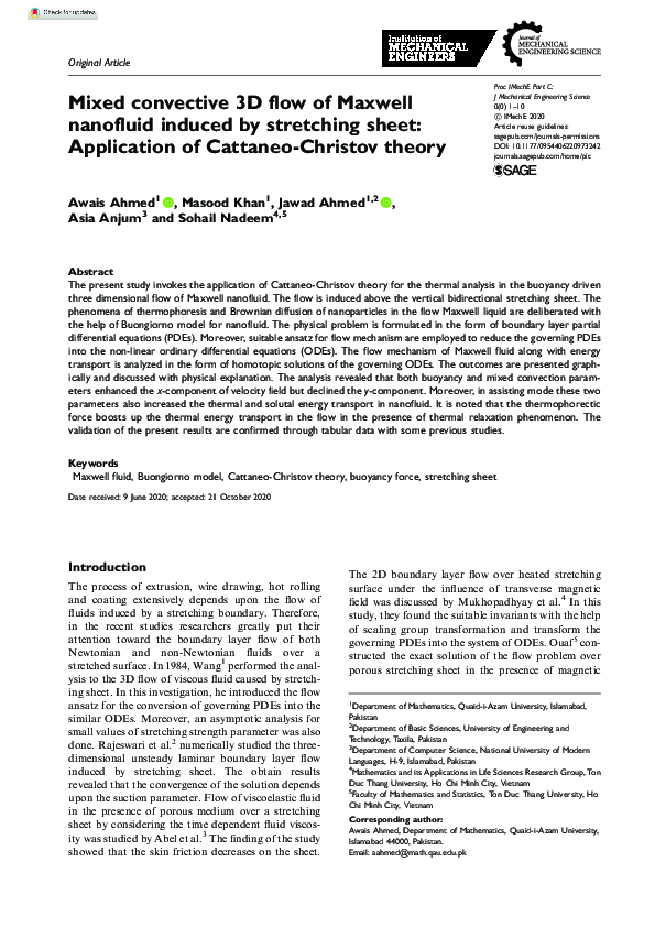 (PDF) Mixed convective 3D flow of Maxwell nanofluid induced by stretching sheet: Application of ...