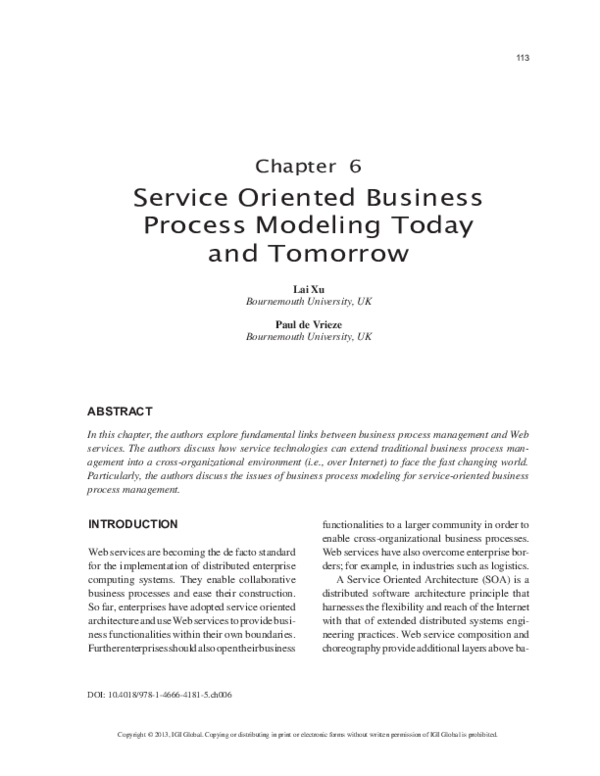 (PDF) Service Oriented Business Process Modeling Today and Tomorrow