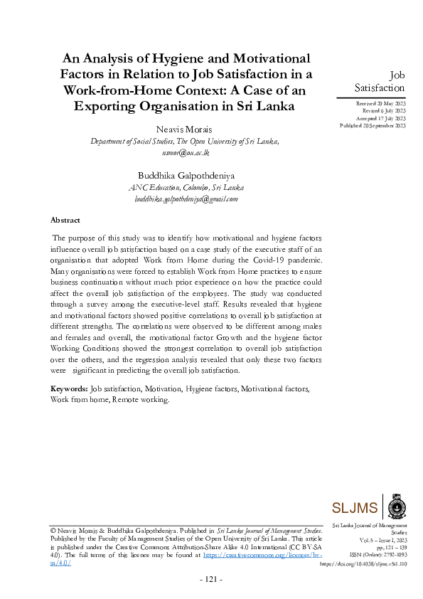 (PDF) An Analysis of Hygiene and Motivational Factors in Relation to ...