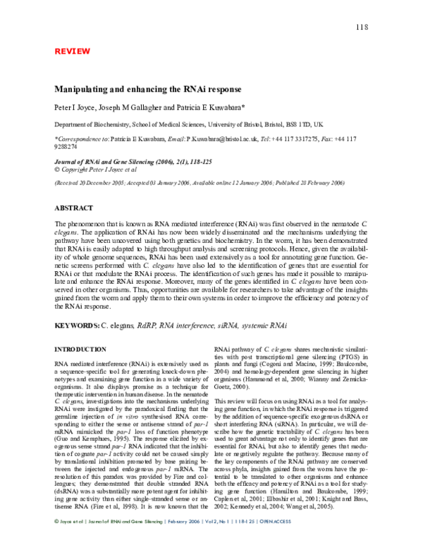 Pdf Manipulating And Enhancing The Rnai Response