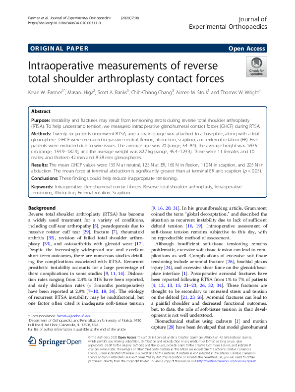 (PDF) Intraoperative measurements of reverse total shoulder ...