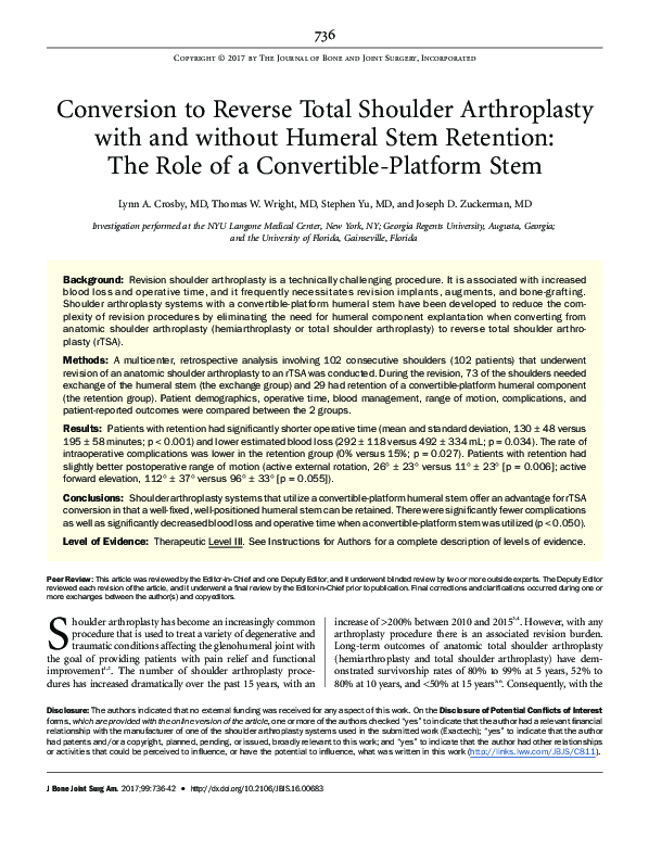 (PDF) Conversion to Reverse Total Shoulder Arthroplasty with and ...