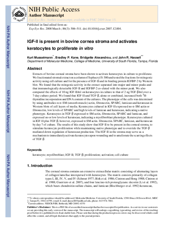 (PDF) IGF-II is present in bovine corneal stroma and activates ...