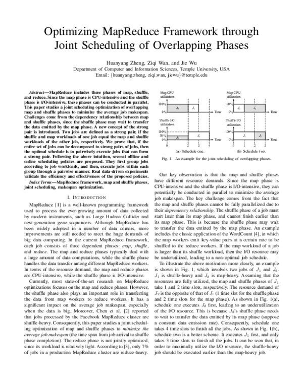 Pdf Optimizing Mapreduce Framework Through Joint Scheduling Of Overlapping Phases