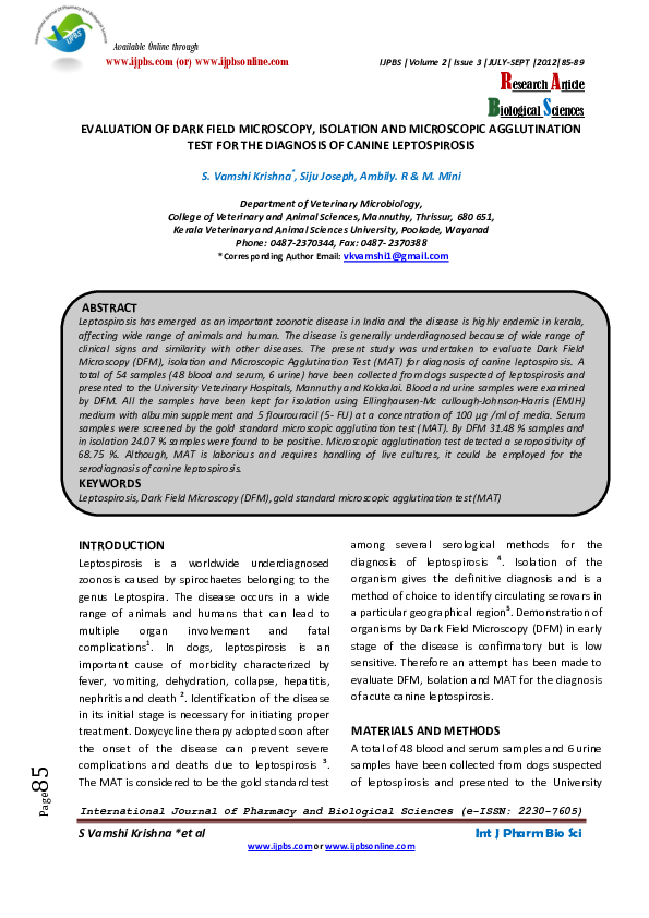 (PDF) EVALUATION OF DARK FIELD MICROSCOPY, ISOLATION AND MICROSCOPIC ...