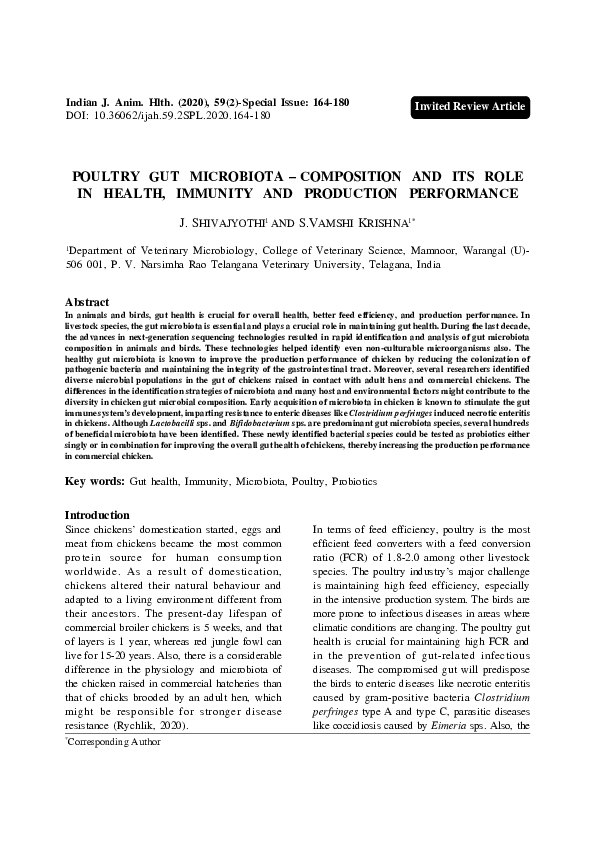 (PDF) POULTRY GUT MICROBIOTA -COMPOSITION AND ITS ROLE IN HEALTH ...