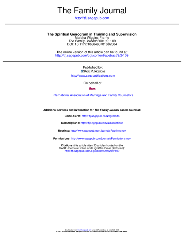 (PDF) The Spiritual Genogram in Training and Supervision