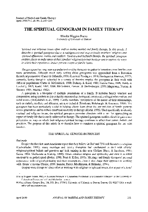 (PDF) The Spiritual Genogram in Family Therapy