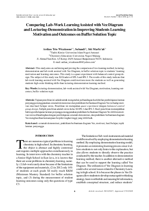 (PDF) Comparing Lab-Work Learning Assisted with Vee Diagram and ...