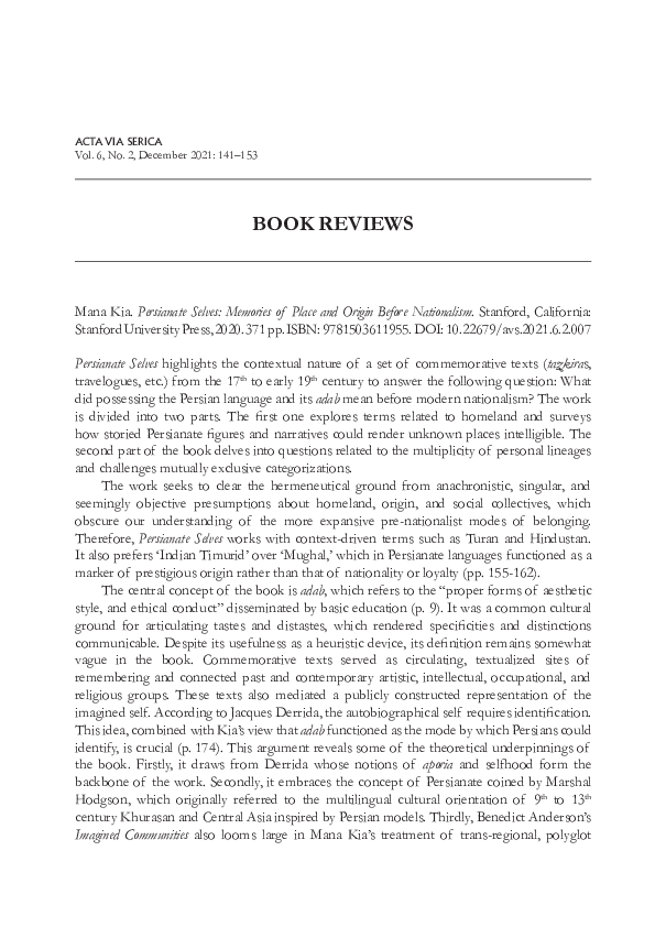 (PDF) Mana Kia, Persianate Selves: Memories of Place and Origin Before ...