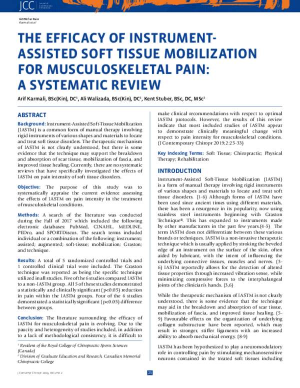 (PDF) The Efficacy of Instrument-Assisted Soft Tissue Mobilization for Musculoskeletal Pain: A ...