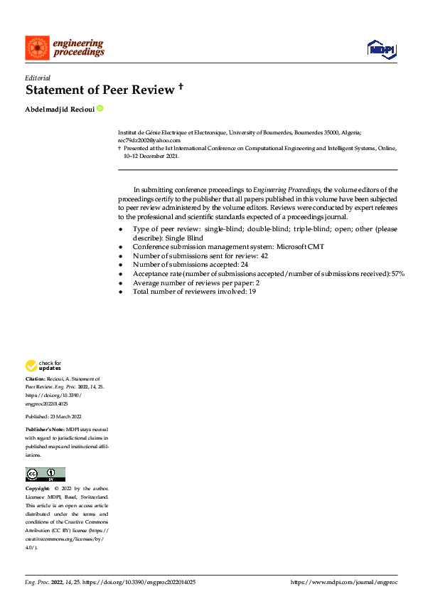 (PDF) Statement of Peer Review