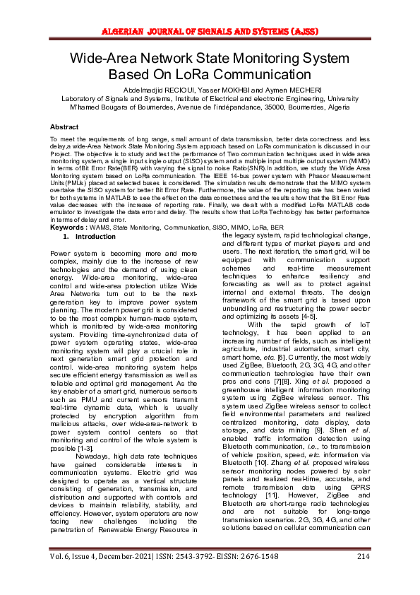 (PDF) Wide-Area Network State Monitoring System Based On LoRa Communication