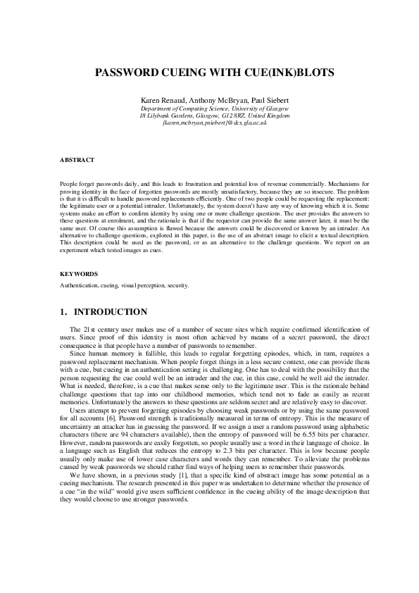 (PDF) Password Cueing with Cue (ink) blots | P. Siebert - Academia.edu