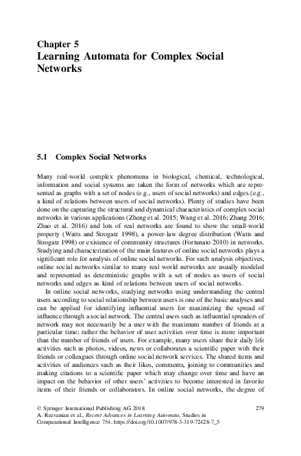 (PDF) Learning Automata for Complex Social Networks