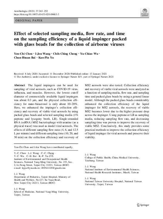 (PDF) Effect of selected sampling media, flow rate, and time on the ...