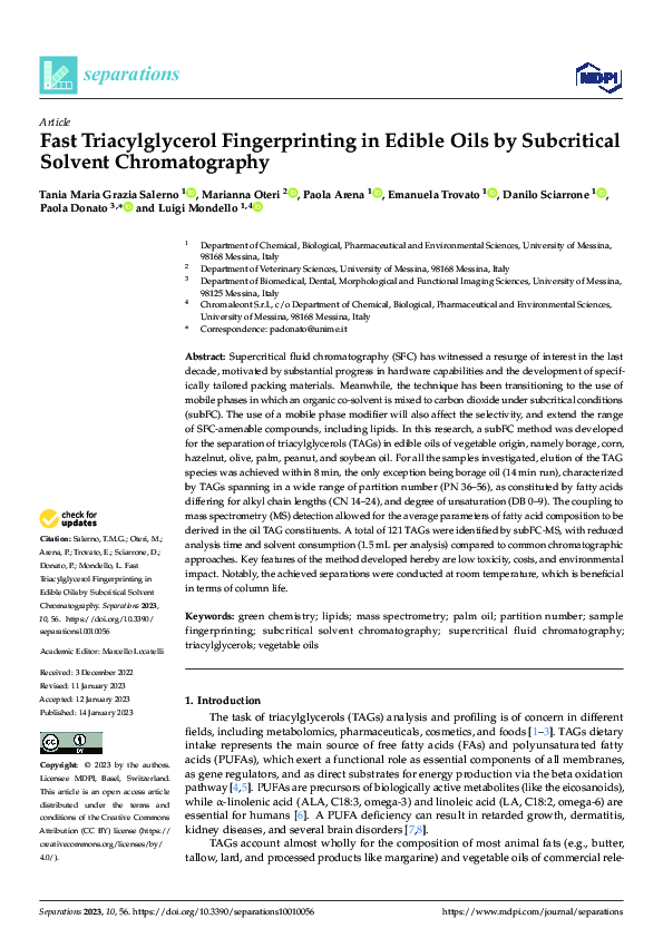 (PDF) Fast Triacylglycerol Fingerprinting in Edible Oils by Subcritical ...