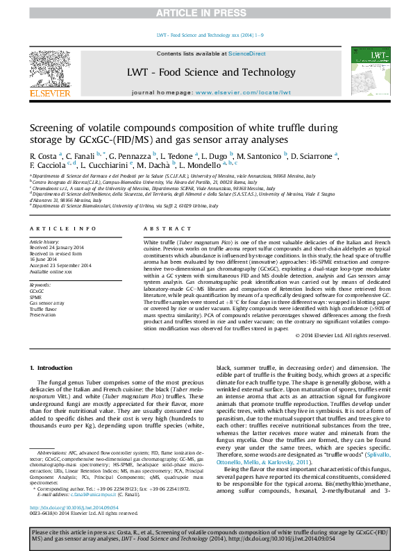 Screening Of Volatile Compounds Composition Of White Truffle During