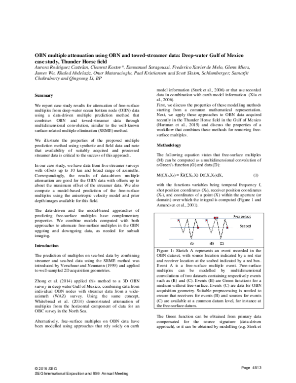 (PDF) OBN multiple attenuation using OBN and towed-streamer data ...