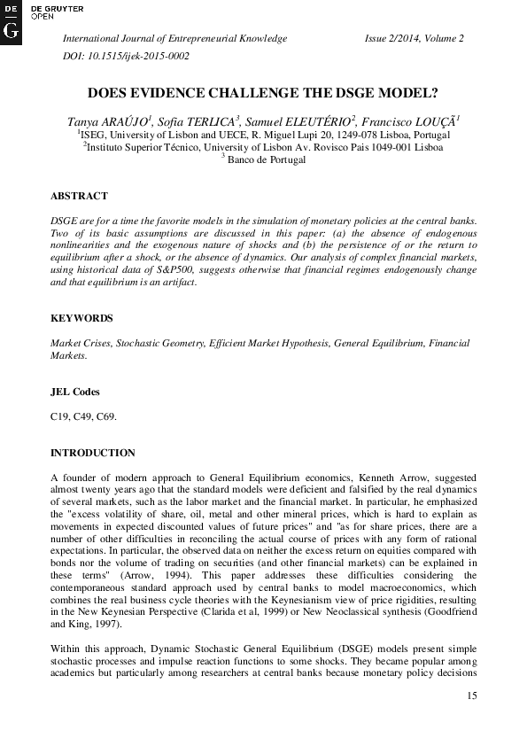 (PDF) Does Evidence Challenge the Dsge Model?