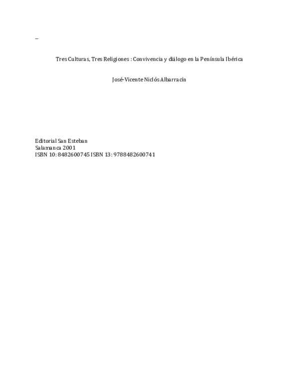 (PDF) Tres Culturas, Tres religiones_ Convivencia y diálogo en la ...