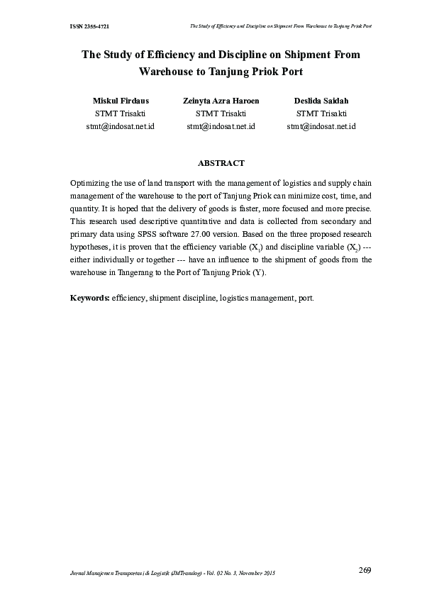 (PDF) THE STUDY OF EFFICIENCY AND DISCIPLINE ON SHIPMENT FROM WAREHOUSE ...
