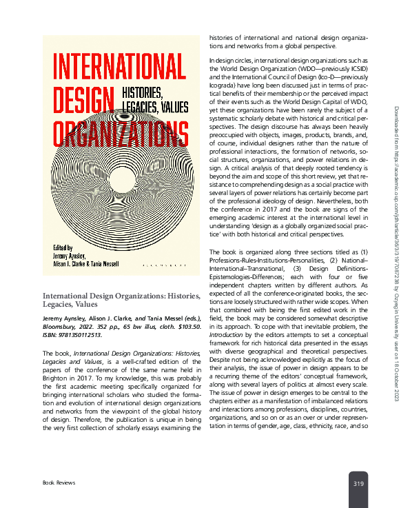 (PDF) International Design Organizations: Histories, Legacies, Values