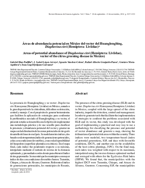 (PDF) Áreas de abundancia potencial en México del vector del ...