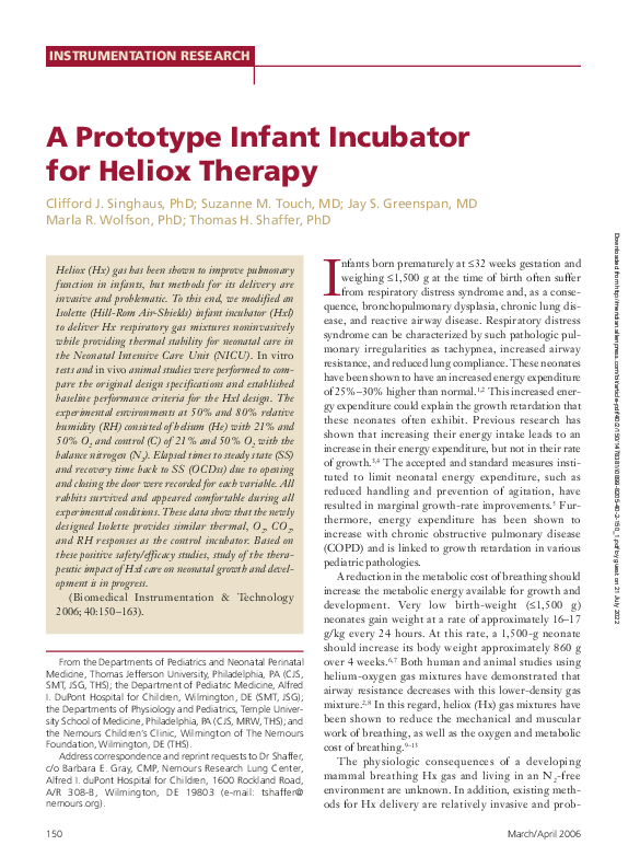 (PDF) A Prototype Infant Incubator for Heliox Therapy