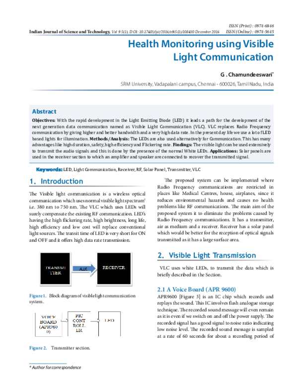 (PDF) Health Monitoring using Visible Light Communication