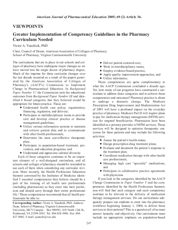 (PDF) Greater Implementation of Competency Guidelines in the Pharmacy ...