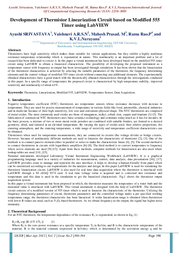 Pdf Development Of Thermistor Linearization Circuit Based On Modified 555 Timer Using Labview