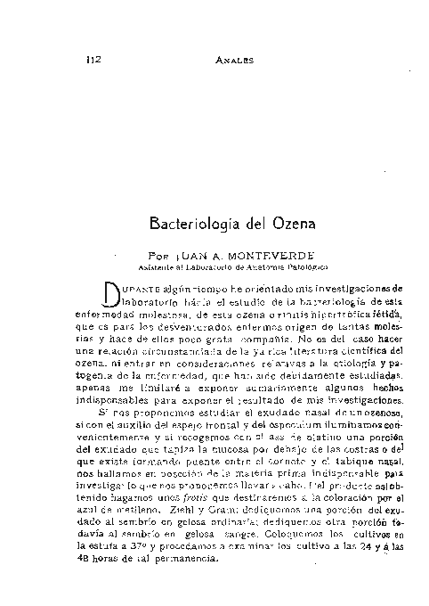 (PDF) Bacteriología del Ozena