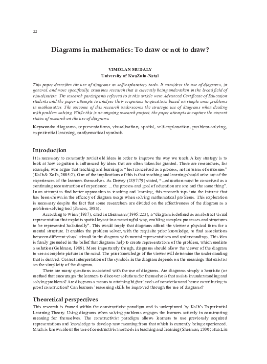 (PDF) Diagrams in Mathematics: To Draw or Not to Draw?