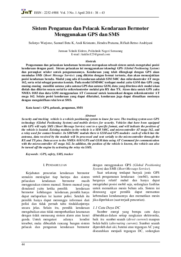 (PDF) Sistem Pengaman dan Pelacak Kendaraan Bermotor Menggunakan GPS ...