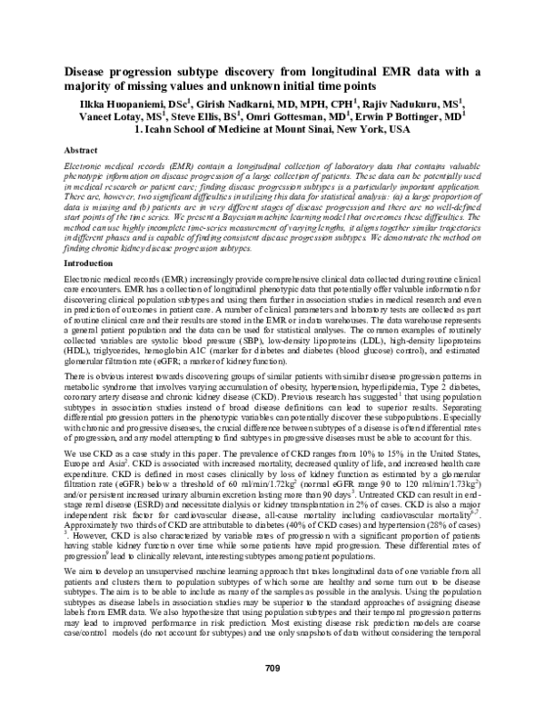 (PDF) Disease progression subtype discovery from longitudinal EMR data ...