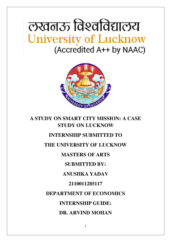 (PDF) A STUDY ON SMART CITY MISSION: A CASE STUDY ON LUCKNOW INTERNSHIP ...