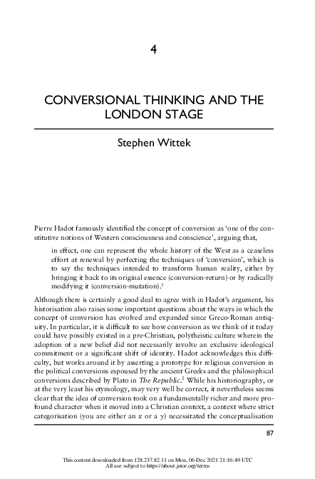 (PDF) Conversional Thinking and the London Stage