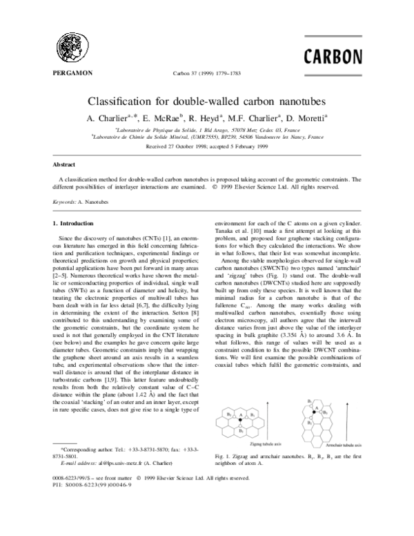 (PDF) Classification for double-walled carbon nanotubes