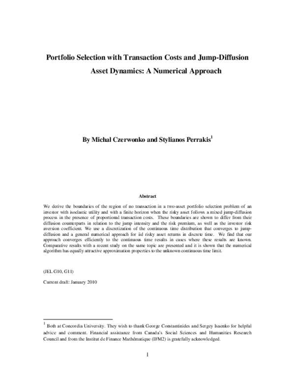 (PDF) Portfolio Selection with Transaction Costs and Jump-Diffusion Asset Dynamics | Stylianos ...