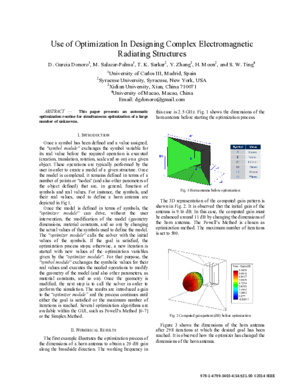 (PDF) Use of optimization in designing complex electromagnetic ...