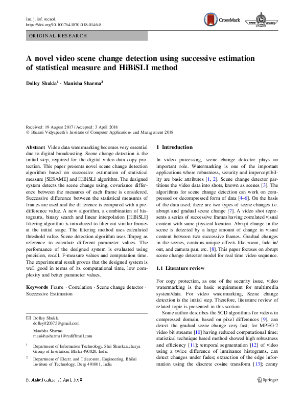 (PDF) A novel video scene change detection using successive estimation of statistical measure ...