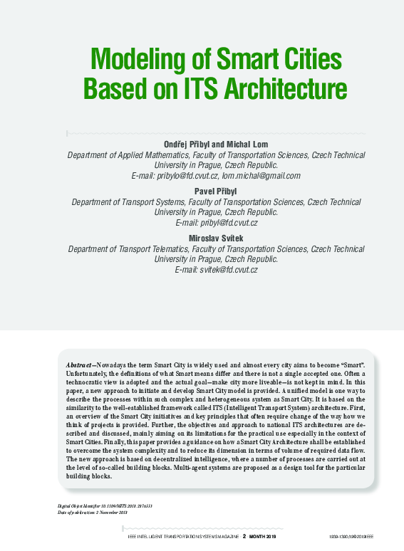 (PDF) Modeling of Smart Cities Based on ITS Architecture
