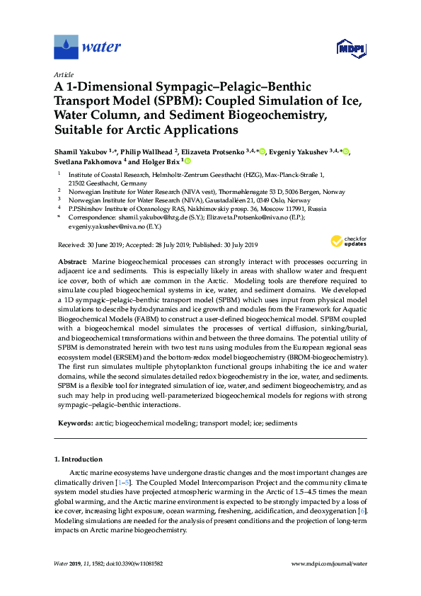 (PDF) A 1-Dimensional Sympagic–Pelagic–Benthic Transport Model (SPBM ...