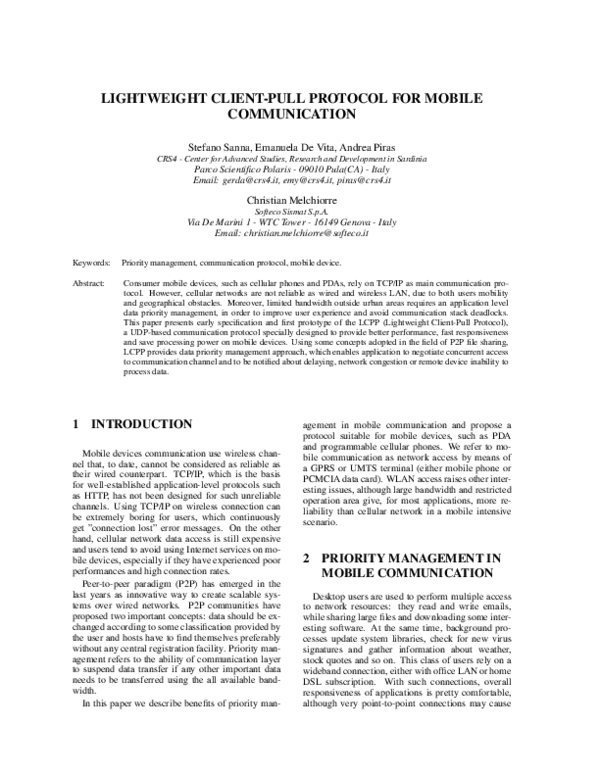 (PDF) Lightweight Client-Pull Protocol for Mobile Communication