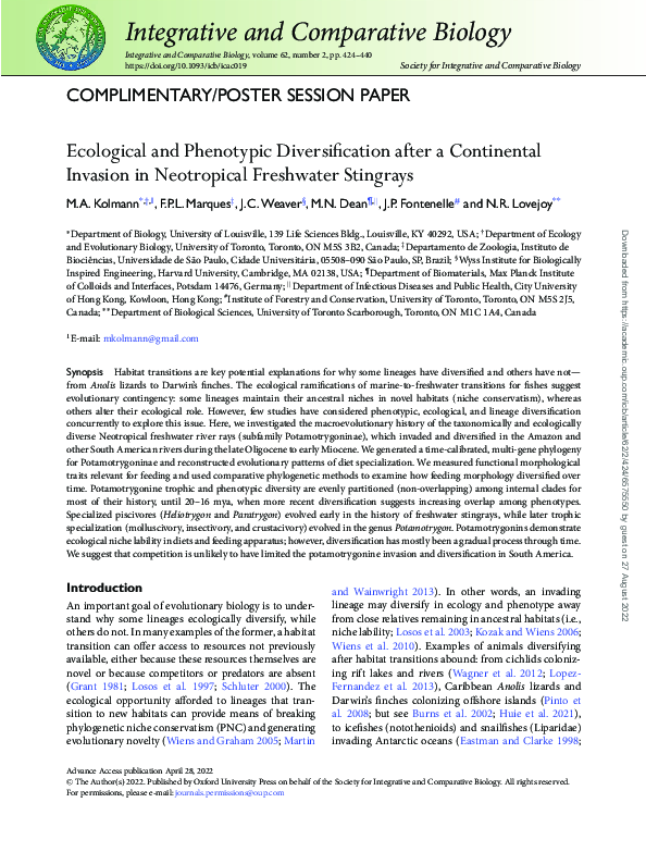 (PDF) Ecological and Phenotypic Diversification after a Continental ...