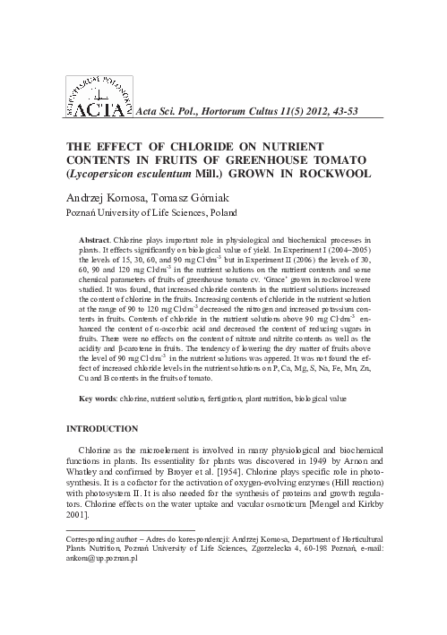 (PDF) The Effect of Chloride on Yield and Nutrient Interaction in ...