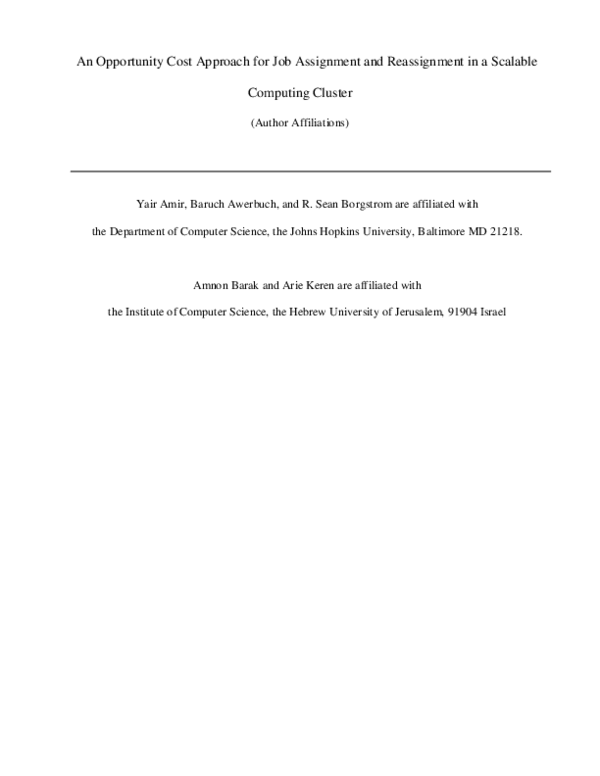 (PDF) An Opportunity Cost Approach for Job Assignment and Reassignment ...