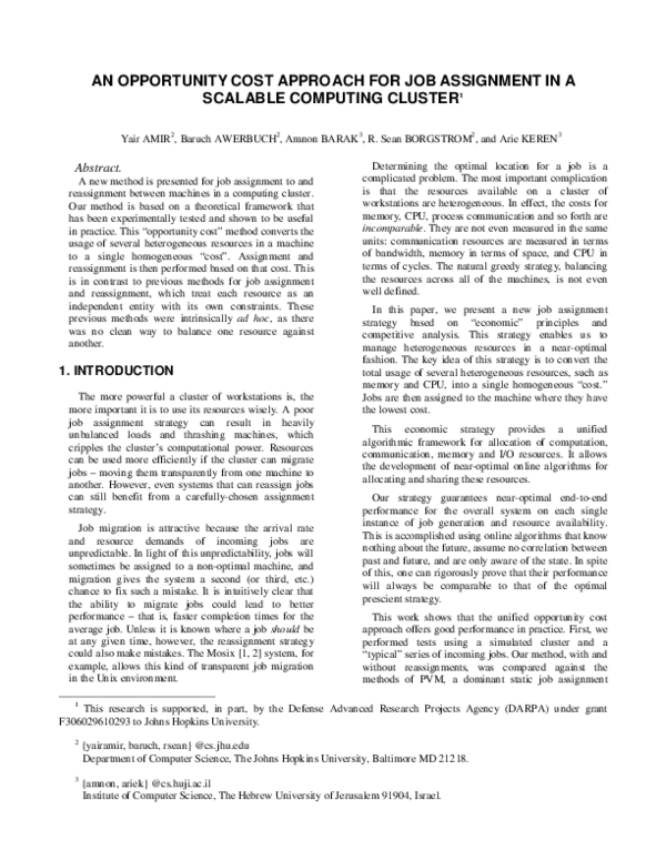 (PDF) An opportunity cost approach for job assignment in a scalable ...