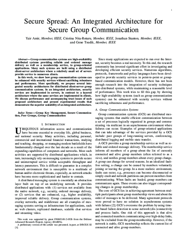 (PDF) Secure Spread: An Integrated Architecture for Secure Group ...